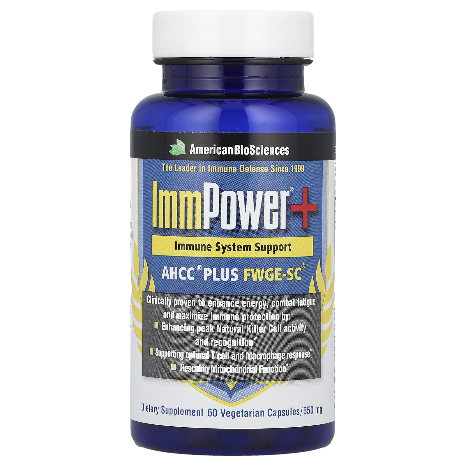 American Biosciences‏, ImmPower®+‎‏, ®AHCC Plus FWGE-SC®‎‏, 60 כמוסות ...