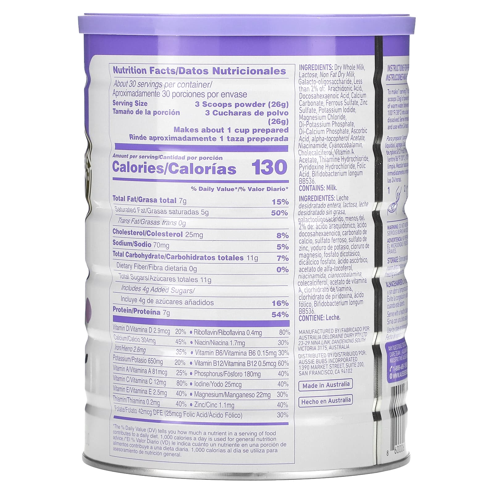 Aussie Bubs, Grass Fed, Nutritional Milk-Based Toddler Formula, 12-36 ...