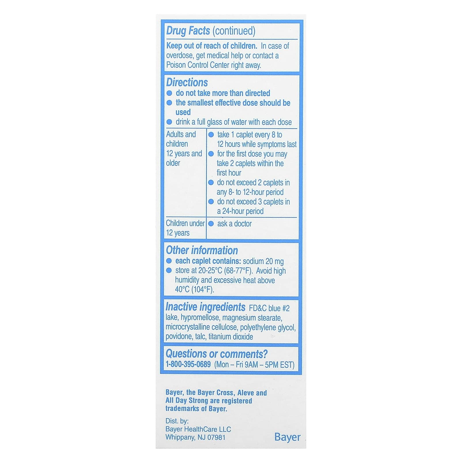 Aleve, Naproxen Sodium Tablets, 220 mg, 90 Caplets