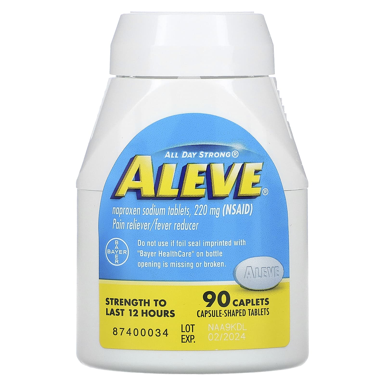 Aleve, Pain Reliever/Fever Reducer, 90 Caplets