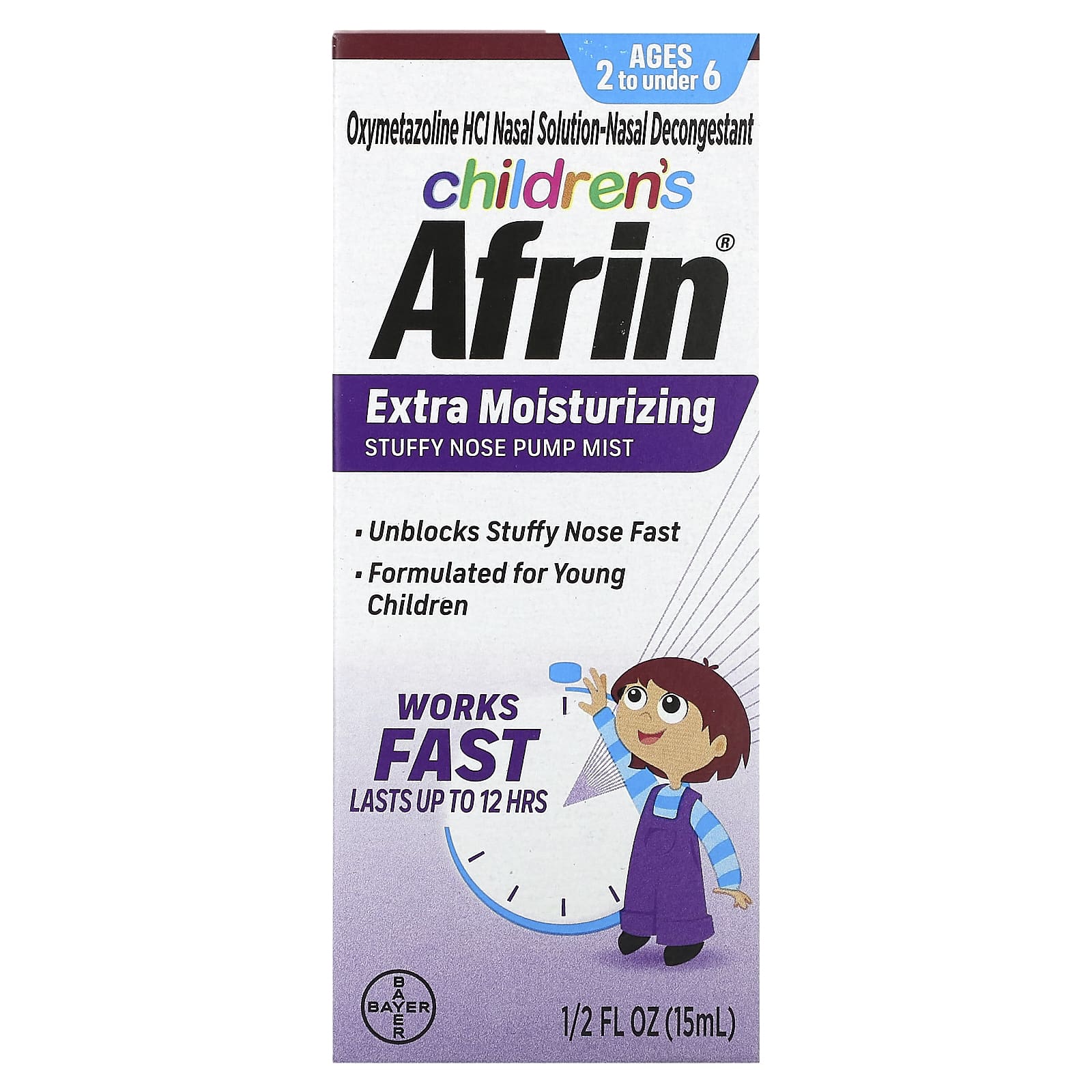 Afrin, Children's, Extra Moisturizing Stuffy Nose Pump Mist, Ages 2 to ...