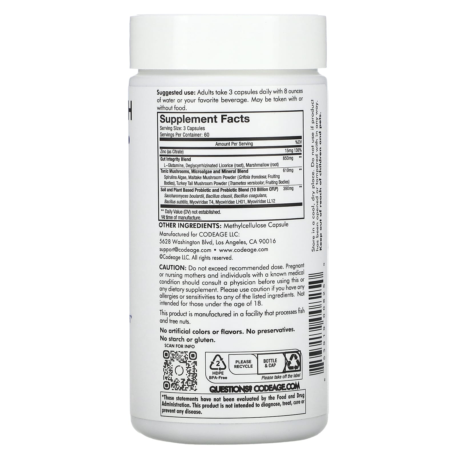 Codeage, Gut Health Formula, 180 Capsules