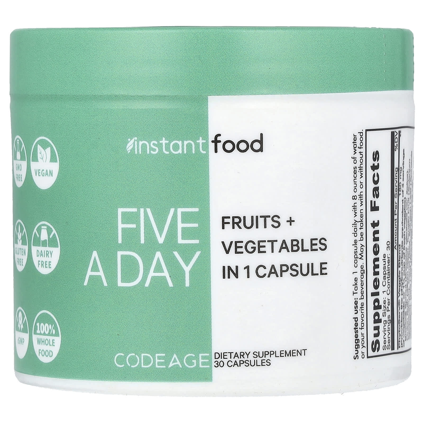 Codeage, Five A Day, Fruits + Vegetables in 1 Capsule, 30 Capsules