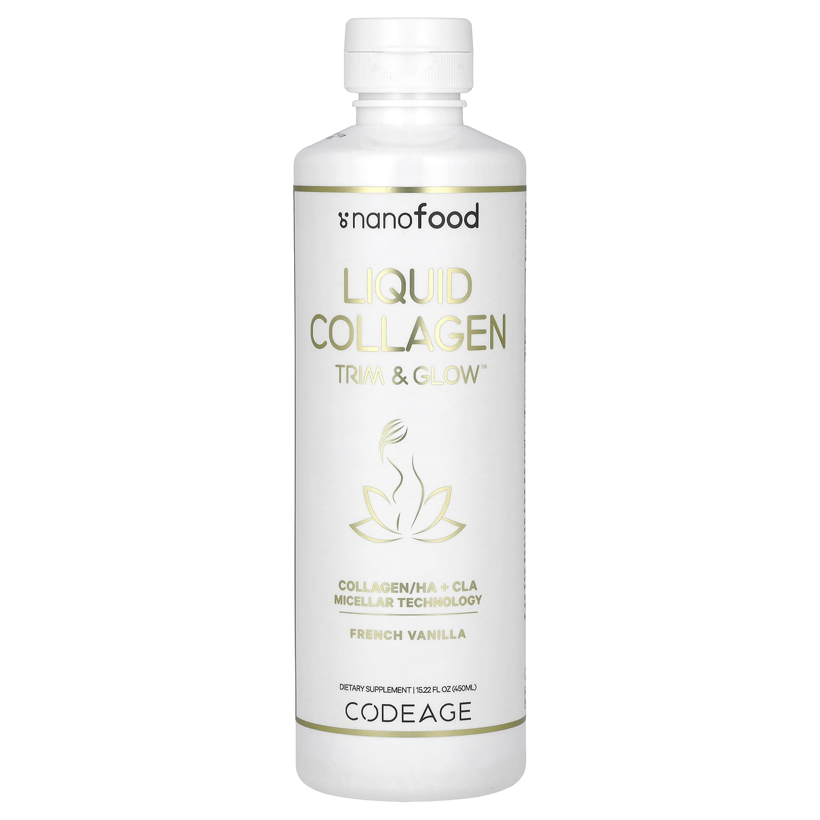 Codeage, Nanofood, Liquid Collagen, Trim & Glow, French Vanilla, 15.22 ...