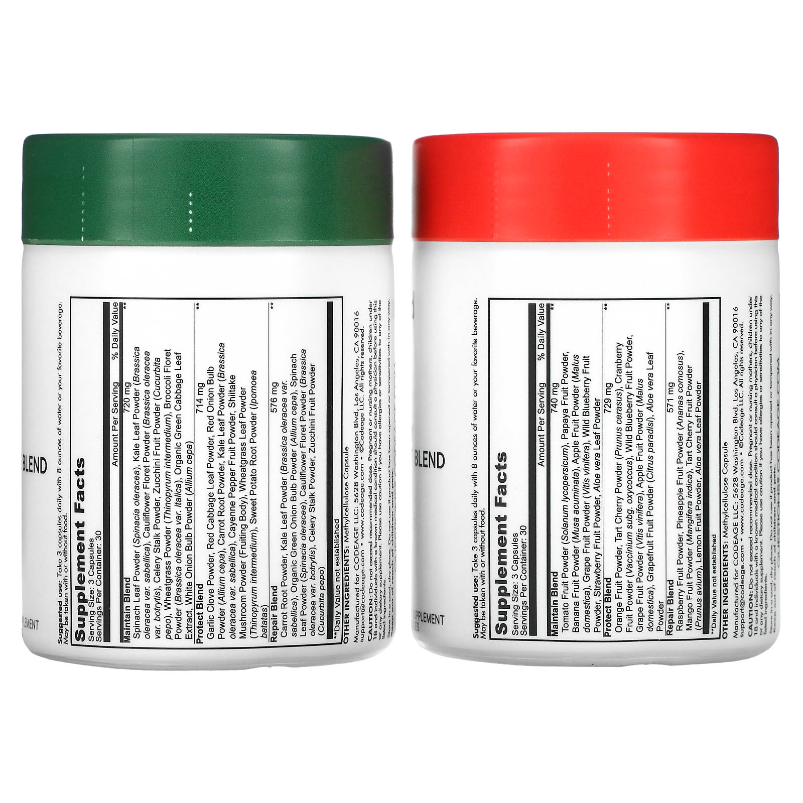 Codeage, Easy Veggies Daily Veggie Blend / Fast Fruits Daily Fruit ...