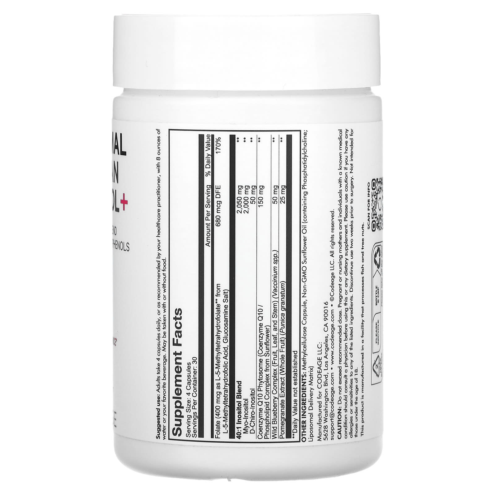 Codeage, Liposomal, Ovarian Inositol+, 120 Capsules