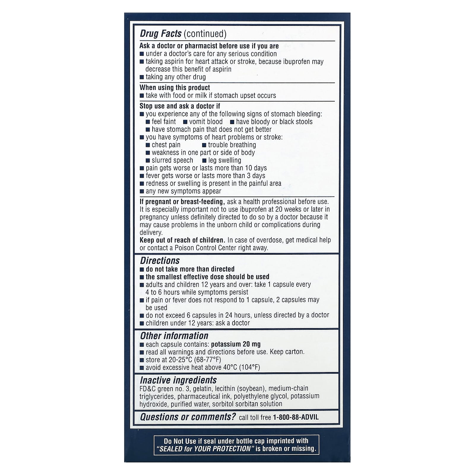 Advil, Liqui-Gels, 200 mg, 160 Liquid Filled Capsules Advil, Liqui-Gels, 200 mg, 160 Liquid Filled Capsules