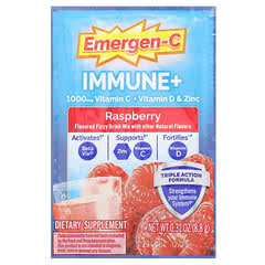 Emergen-C, Immune+ Vitamin C + Vitamin D & Zinc, Raspberry, 30 Packets ...