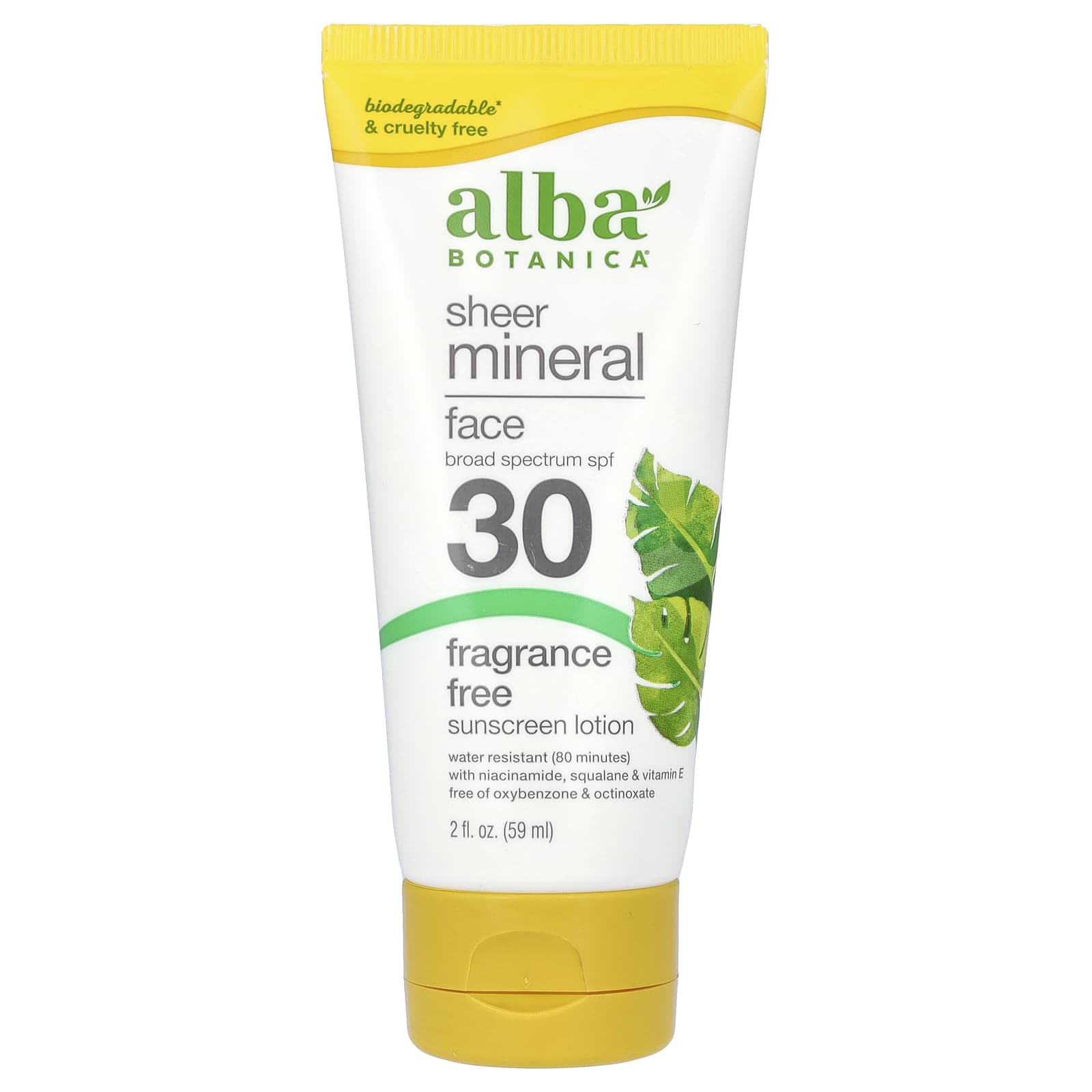 Alba Botanica, Sheer Mineral Face Sunscreen Lotion, SPF 30, Fragrance ...