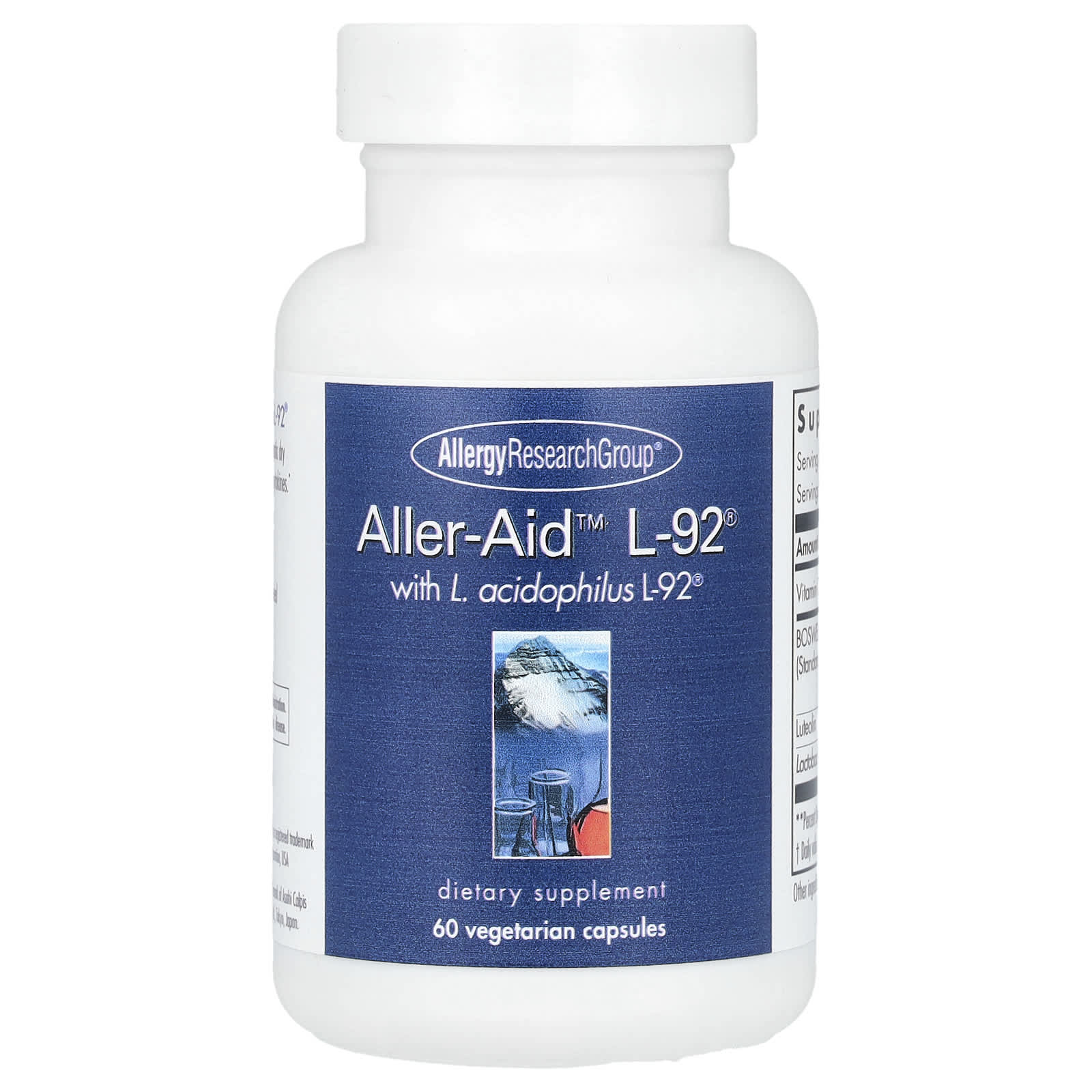 Allergy Research Group, Aller-Aid L-92 with L. Acidophilus L-92, 60 베지테리언 캡슐