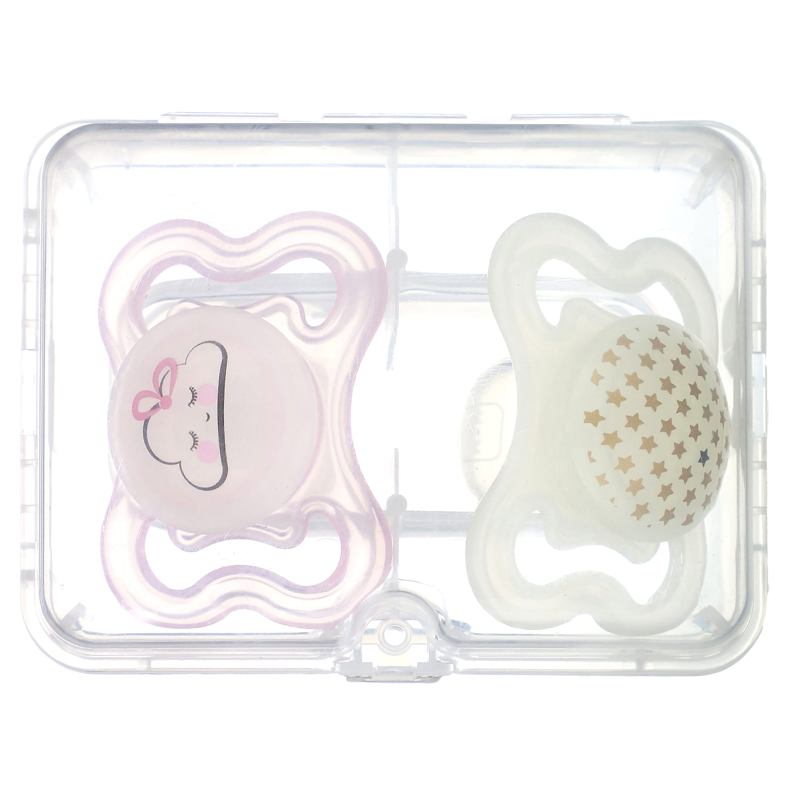 MAM, Supreme Night Pacifier, 0-6 Months, Pink/Clear, 2 Count