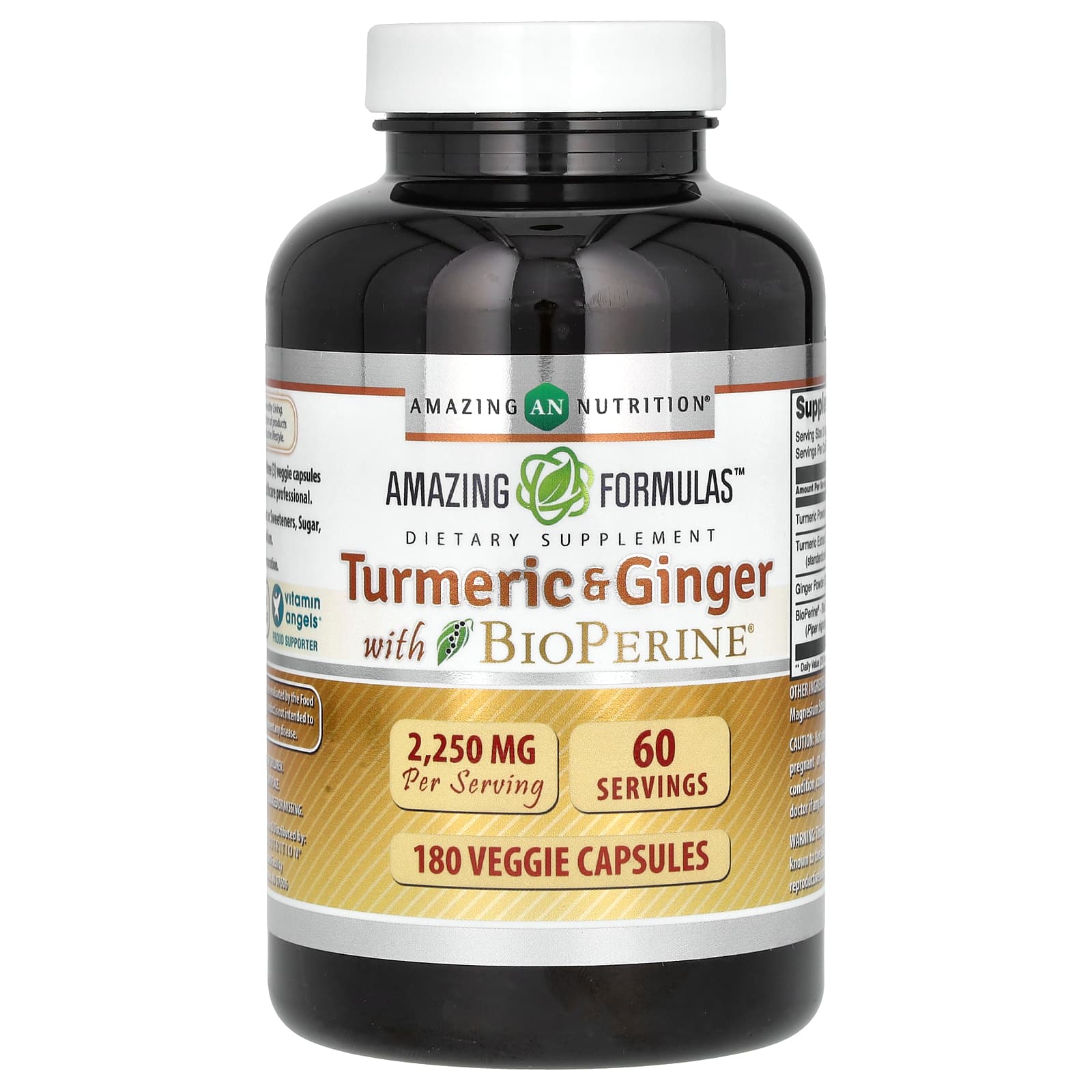 Amazing Nutrition, Turmeric & Ginger with BioPerine, 2,250 mg , 180 ...