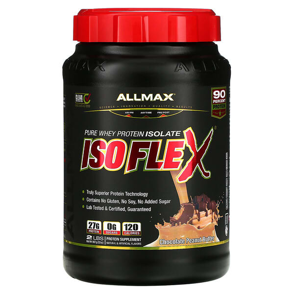 ALLMAX, Isoflex, Pure Whey Protein Isolate, Chocolate Peanut Butter，2 磅 ...