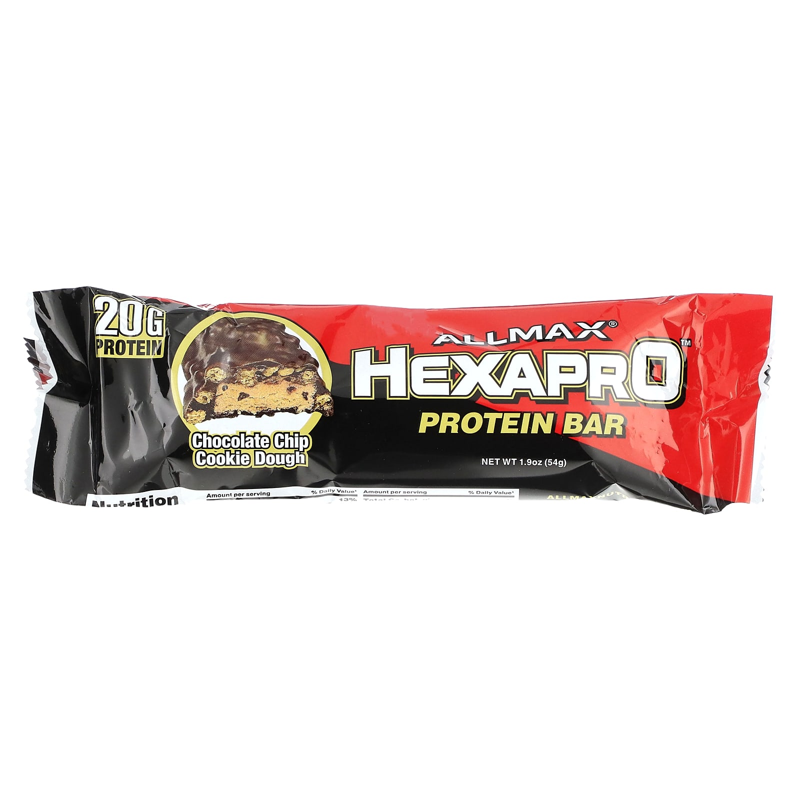 ALLMAX, Hexapro 프로틴바, 초콜릿 칩 쿠키 도우, 12개입, 개당 54g(1.9oz)