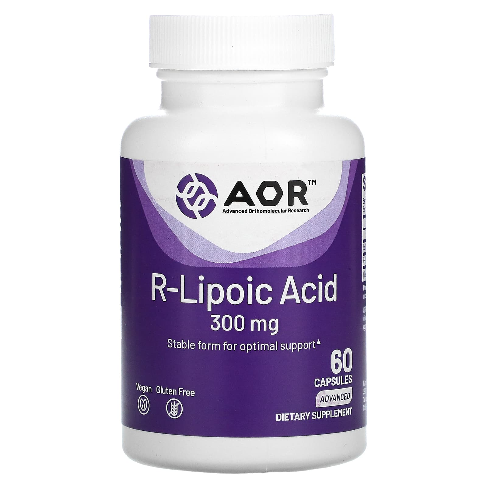Advanced Orthomolecular Research AOR, R-Lipoic Acid, 300 mg, 60 ...