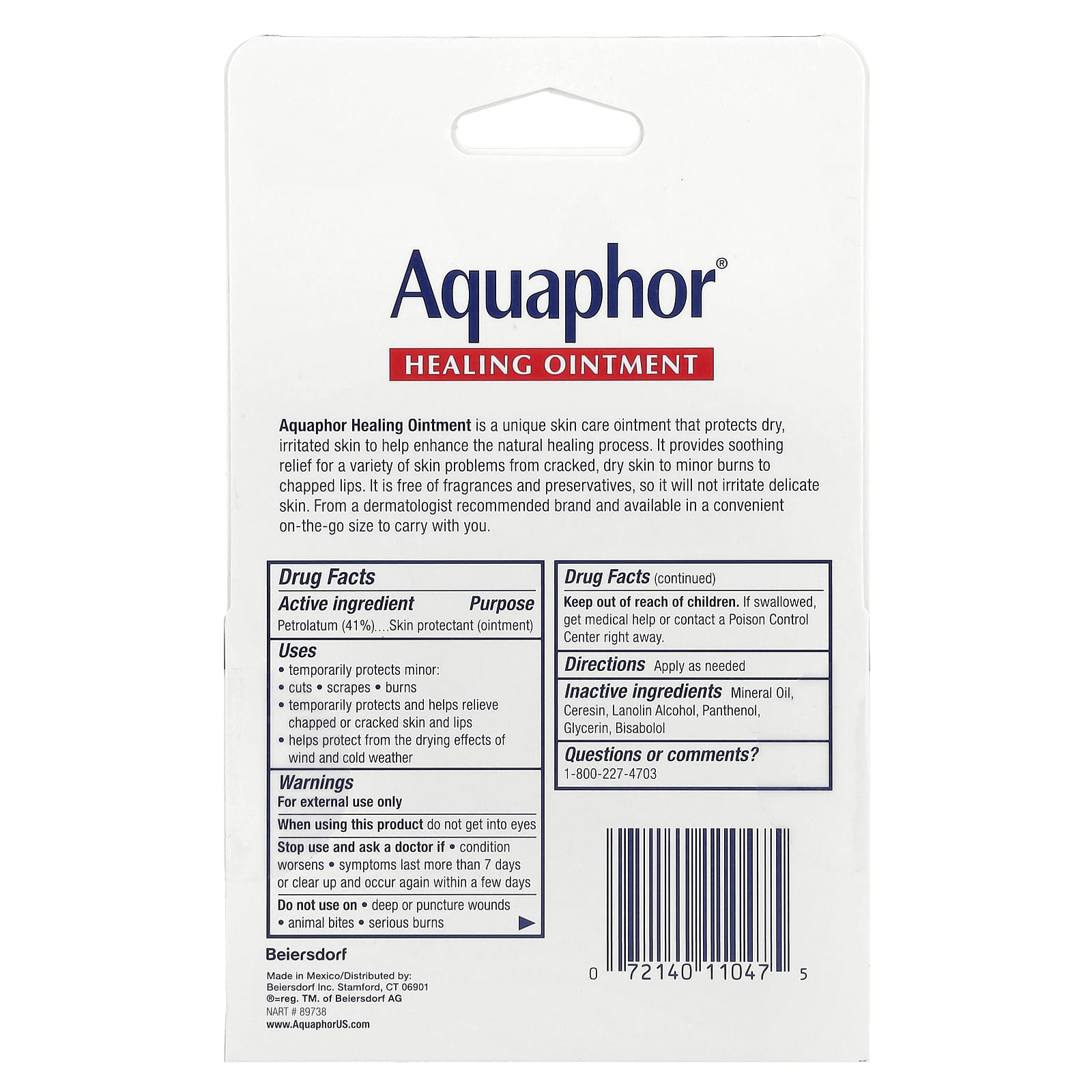 Aquaphor, Advanced Therapy, Healing Ointment, Fragrance Free , 2 Tubes ...