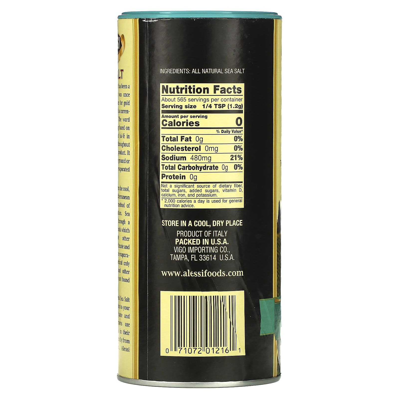 Alessi, Premium All Natural Sea Salt, Fine, 24 oz (680 g)