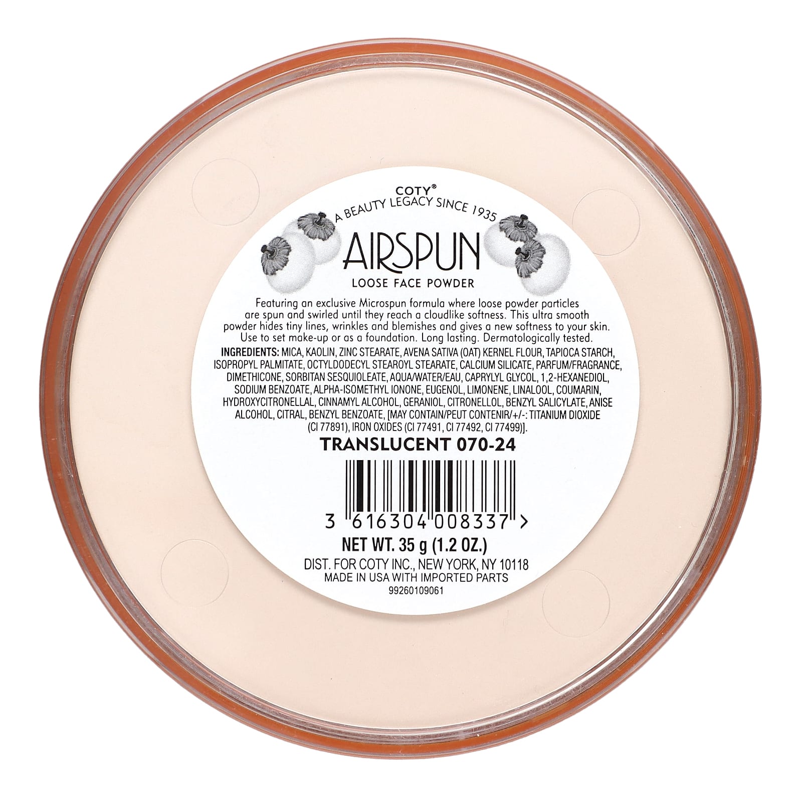 Airspun, Lose Face Powder, Translucent 070-24, 1.2 oz (35 g)