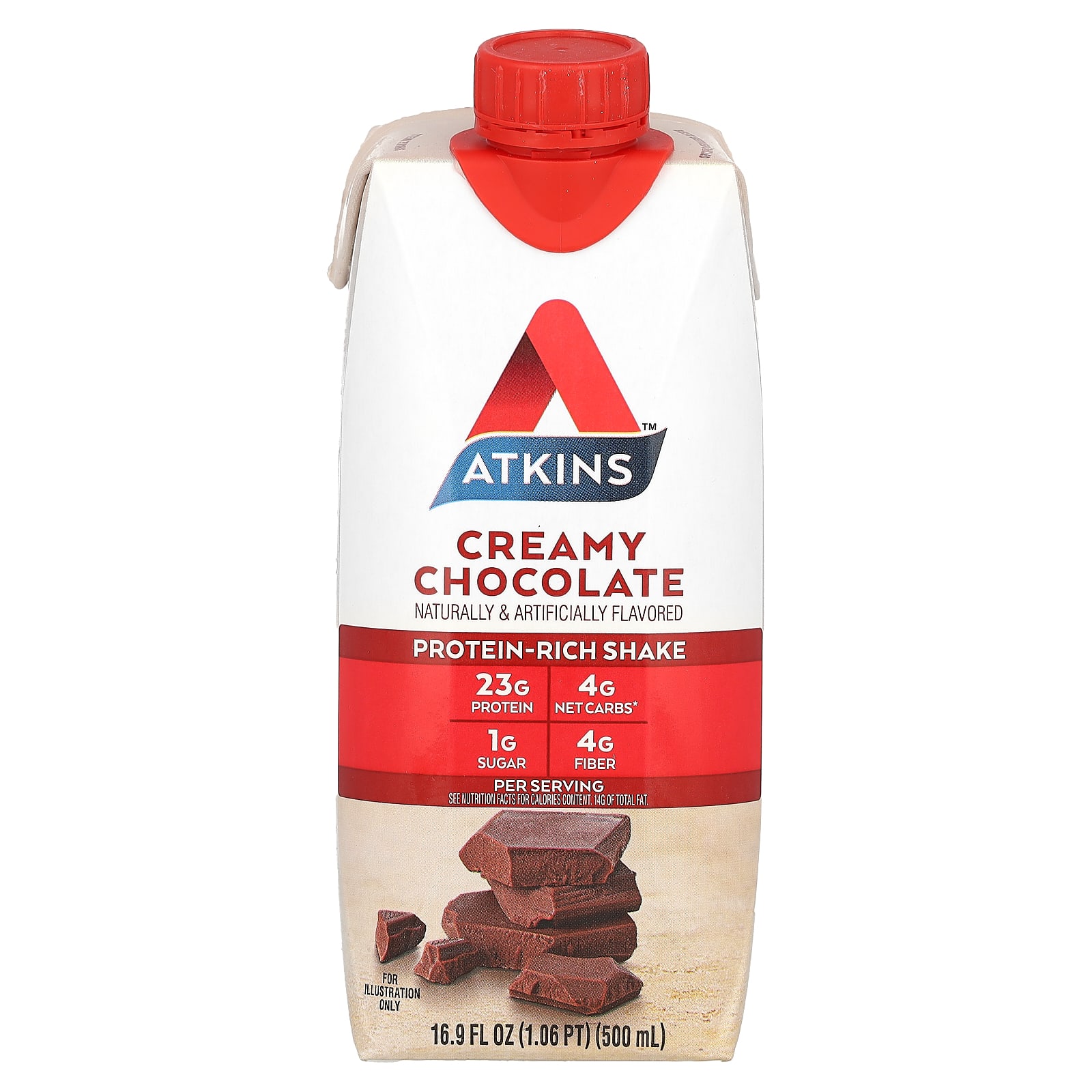 Atkins, Protein-Rich Shake, Creamy Chocolate, 4 Shakes, 16.9 fl oz (500 ...