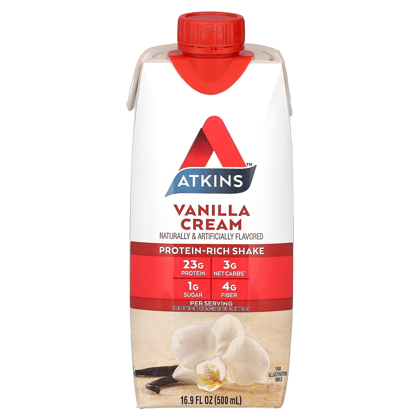 Atkins, Protein-Rich Shake, Vanilla Cream, 4 Shakes, 16.9 fl oz (500 ml ...