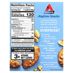 Atkins, Anytime Snacks, Protein Cookies, Peanut Butter, 4 Cookies, 1.38 ...