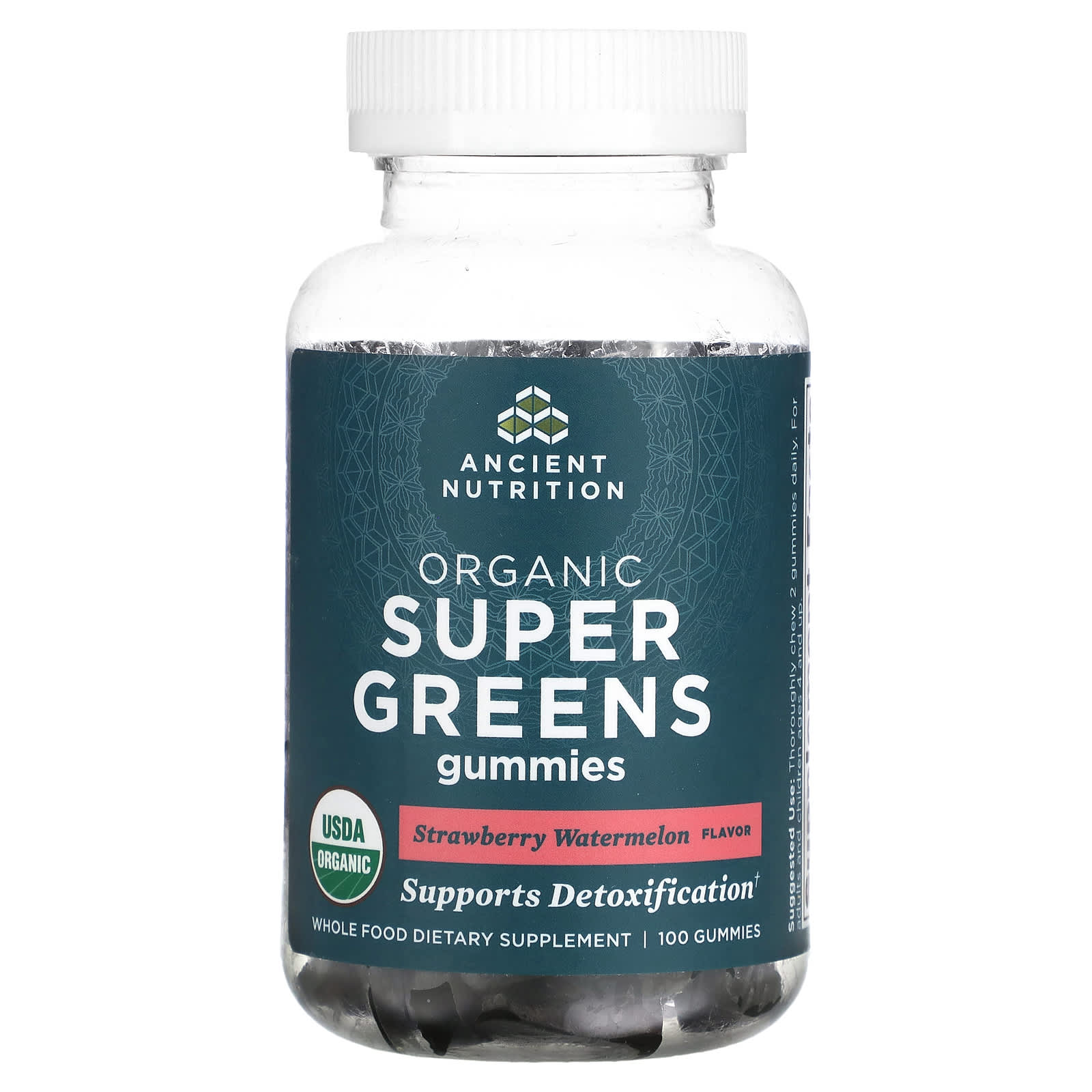 Ancient Nutrition, Organic Super Greens, Gummies, Strawberry Watermelon ...
