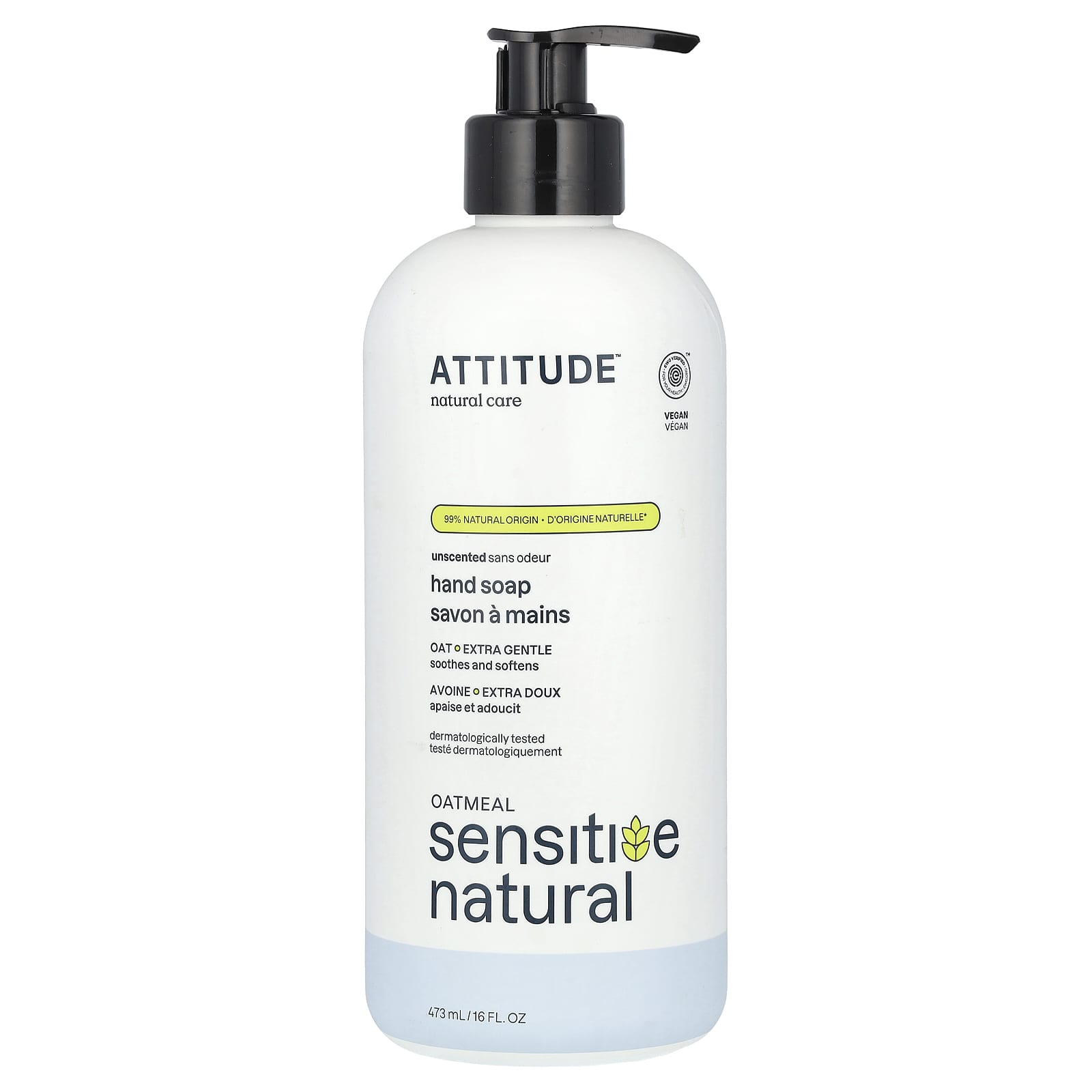 ATTITUDE, Oatmeal Sensitive Natural, Hand Soap, Unscented, 16 fl oz ...