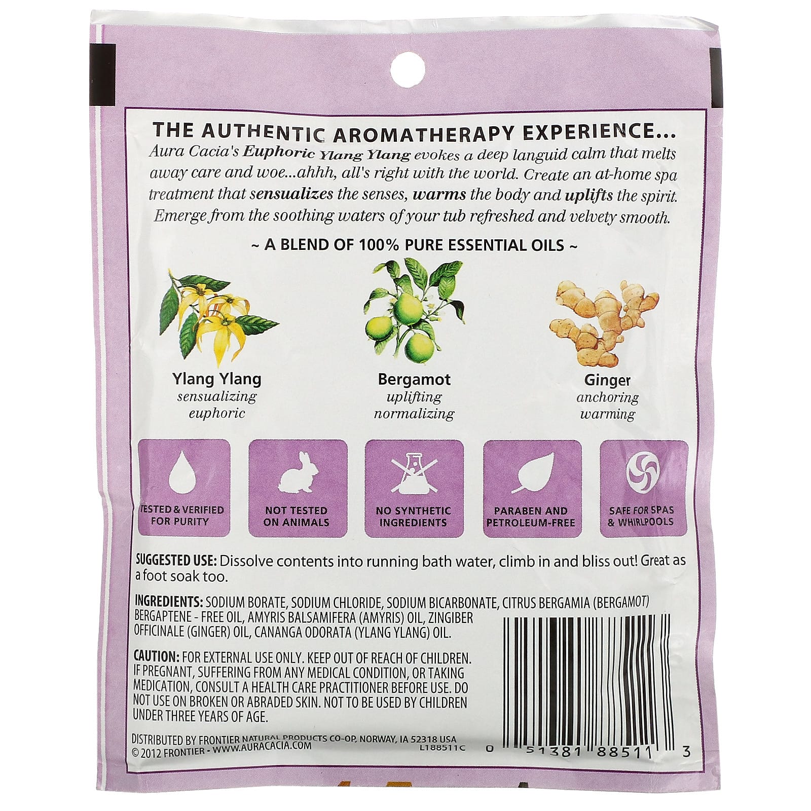 Aura Cacia, Aromatherapy Mineral Bath, Euphoric Ylang Ylang, 2.5 oz (70 ...