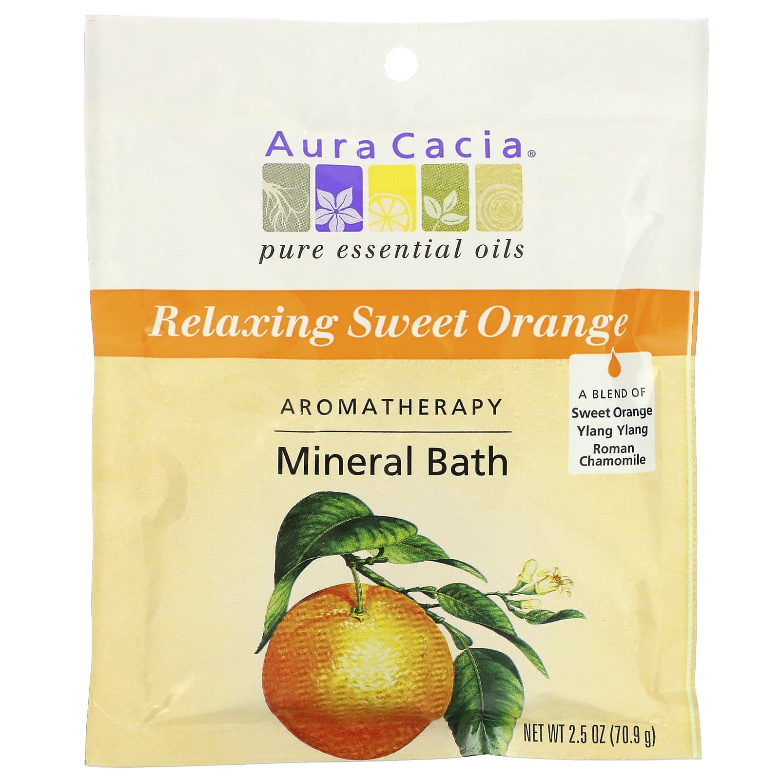 Aura Cacia, Aromatherapy Mineral Bath, Relaxing Sweet Orange, 2.5 oz ...