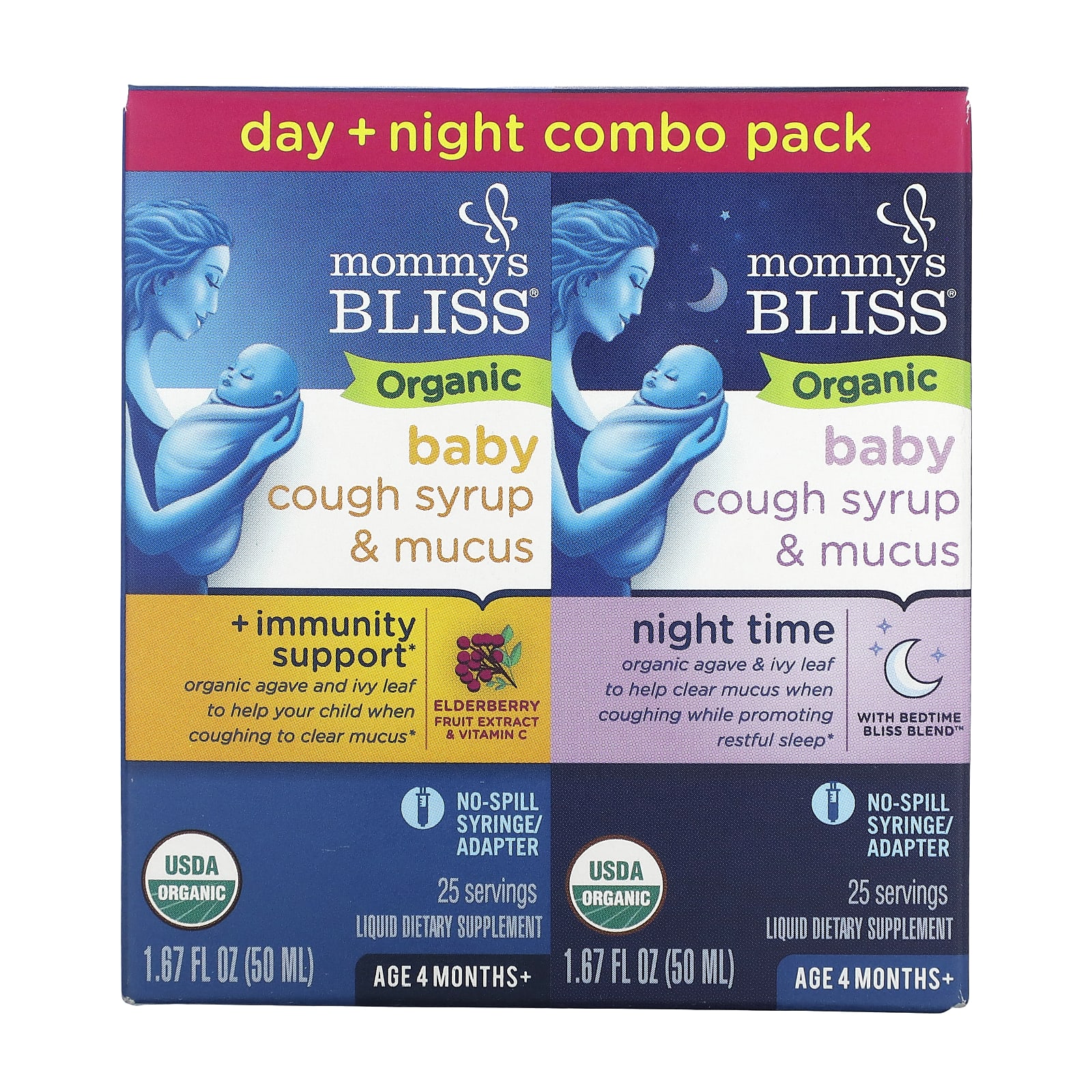 Mommy's Bliss, Baby, Organic Cough Syrup & Mucus, Day/Night Pack, Age 4 ...