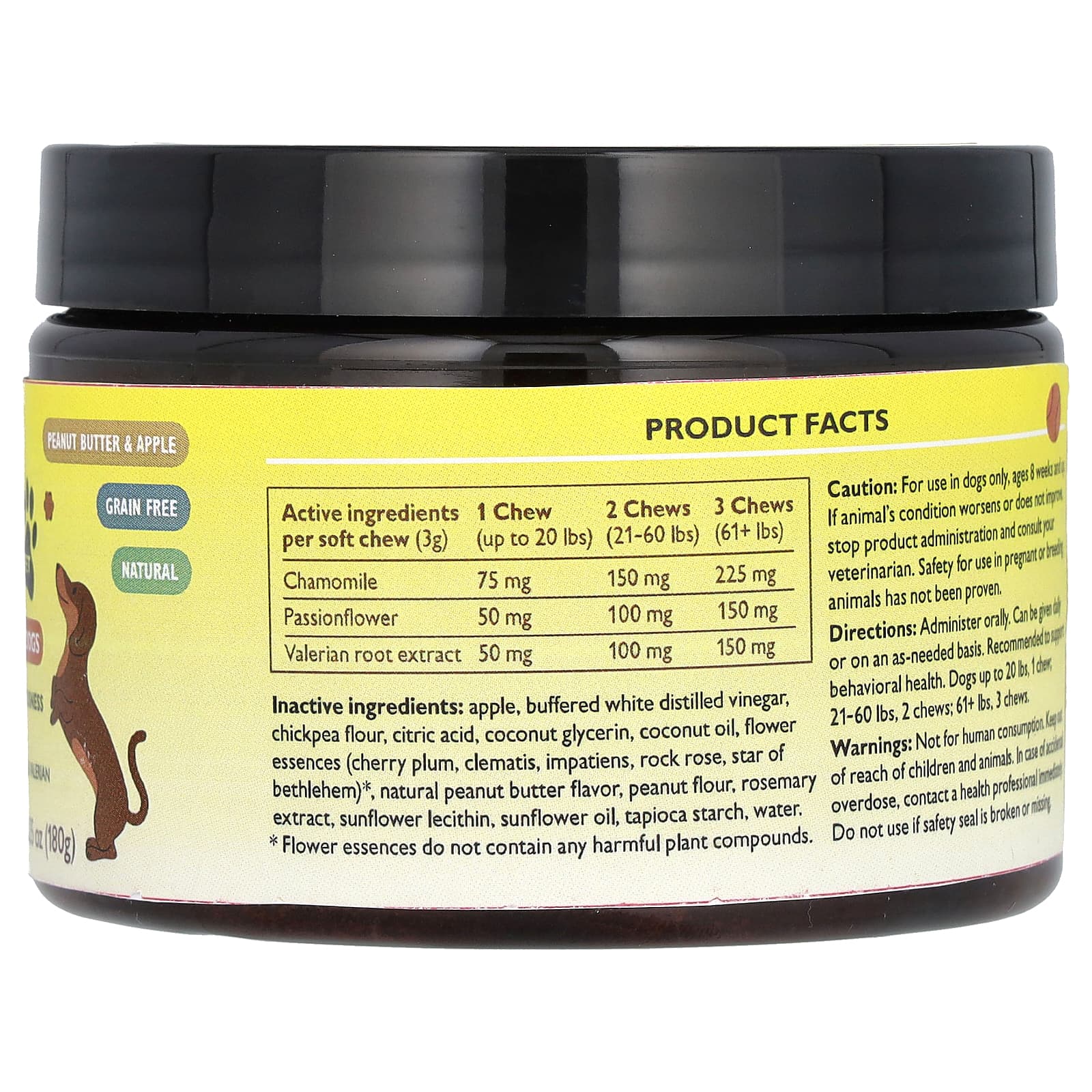 Bach, Rescue Pet, Calming Chews, For Dogs, Peanut Butter & Apple, 60 ...