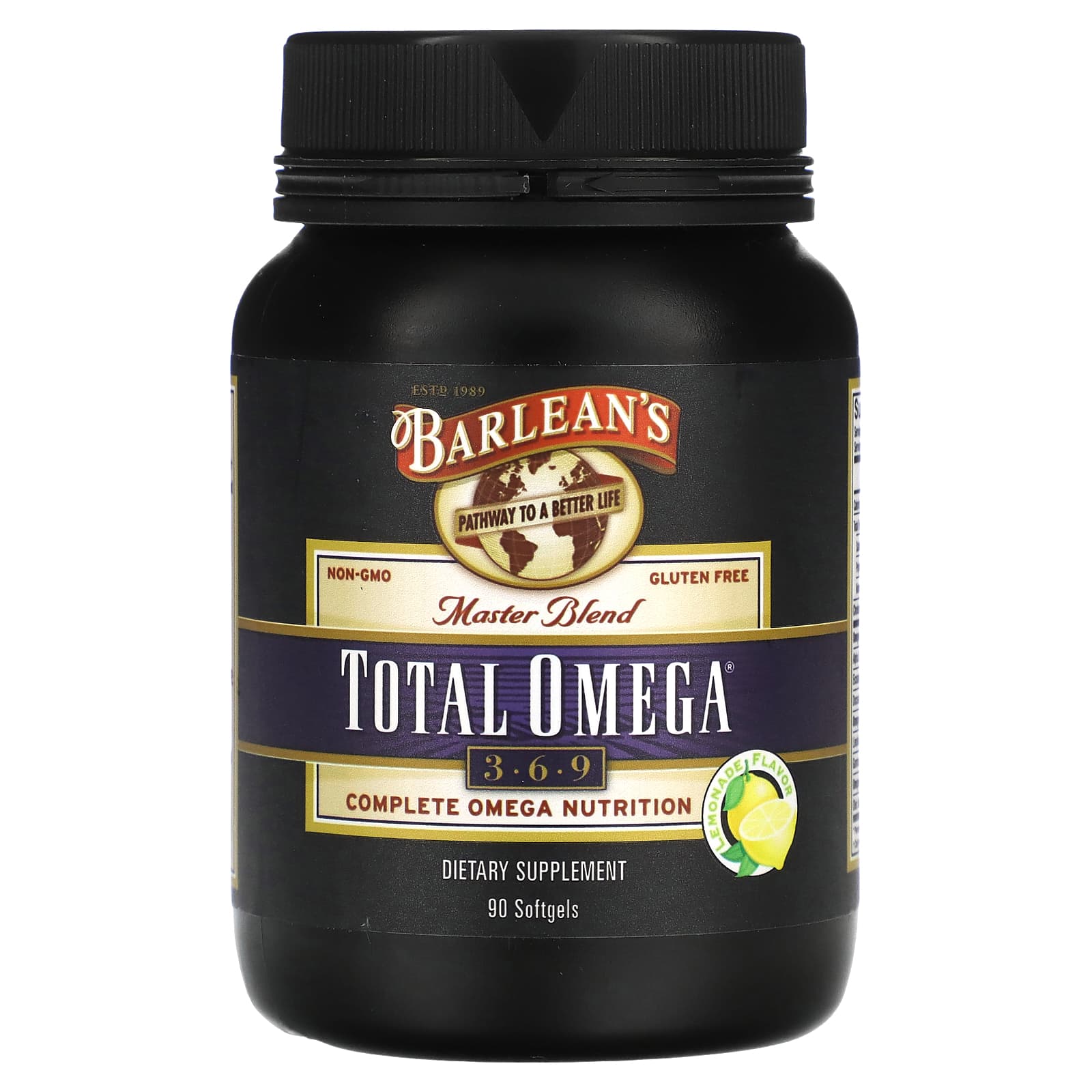 Barlean's, Master Blend, Total Omega 3-6-9, Lemonade, 90 Softgels