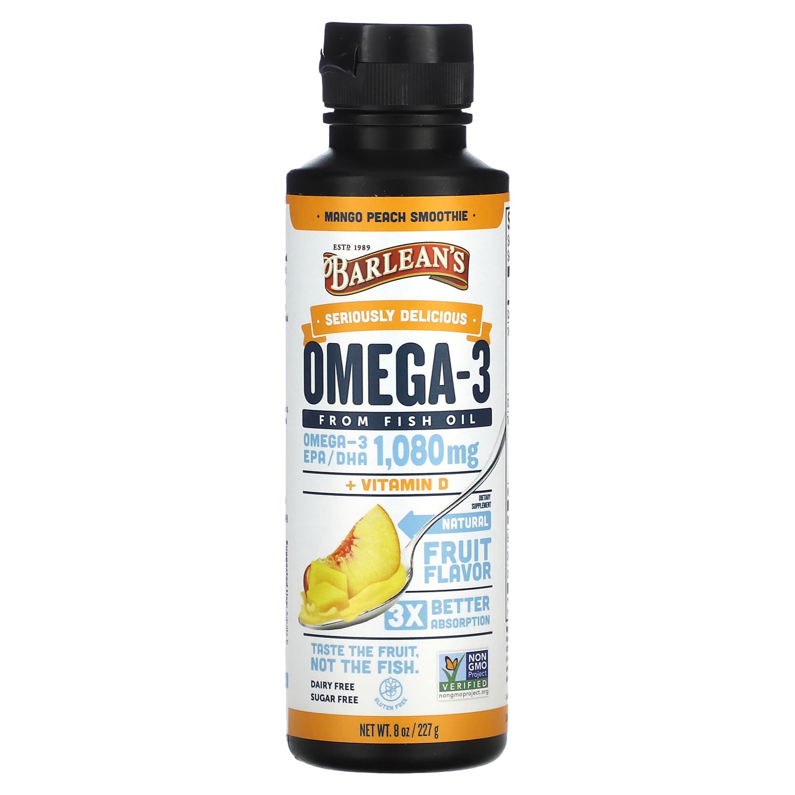 Barlean's, Seriously Delicious, Omega-3 from Fish Oil, Mango Peach ...