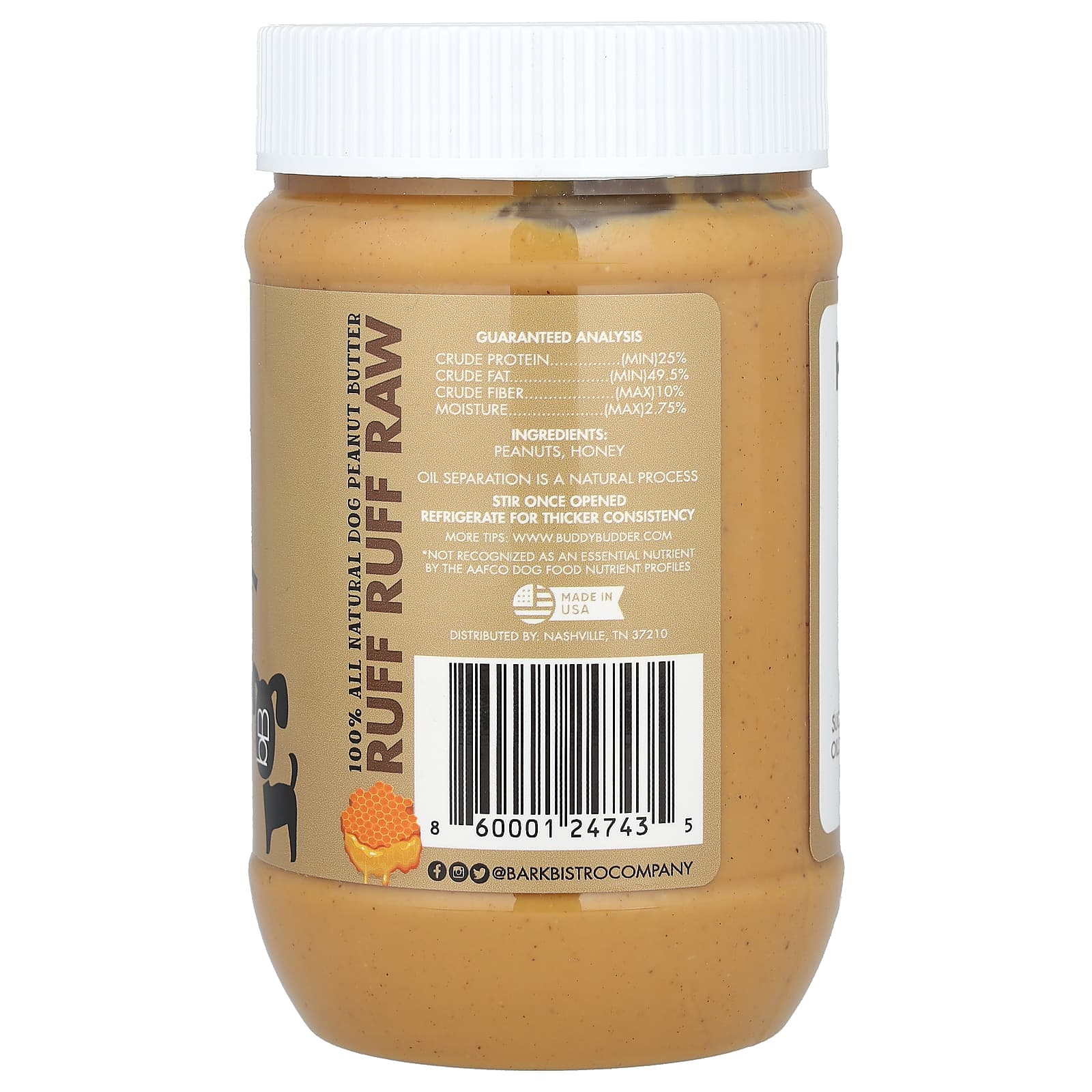 Bark Bistro, Buddy Budder, Peanut Butter, For Dogs, Ruff Ruff Raw, 17 ...