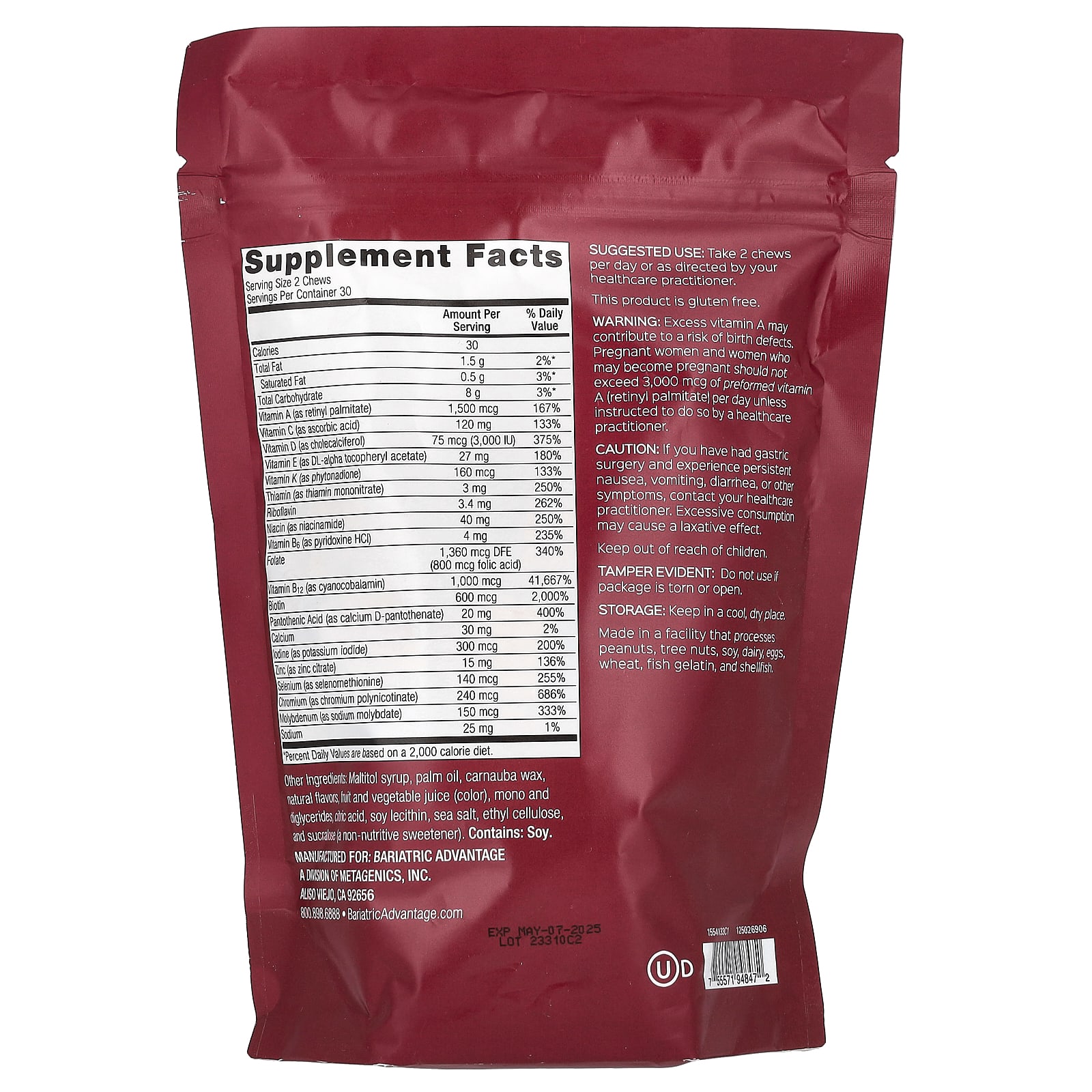 Bariatric Advantage, Multi Chewy Bite, Tropical Orange, 60 Soft Chews