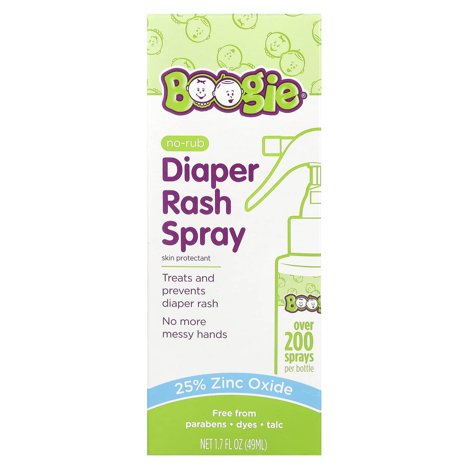 Boogie Wipes, No-Rub Diaper Rash Spray , 1.7 fl oz (49 ml)