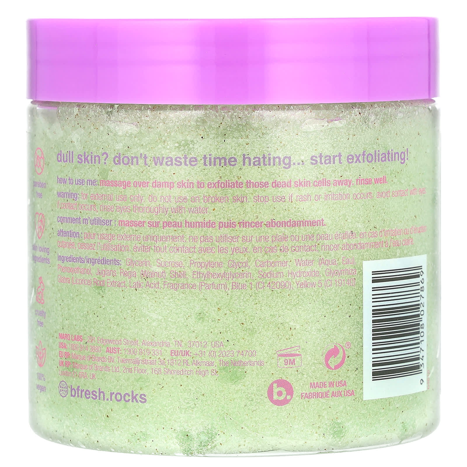 b.fresh, Body Scrub With Licorice Root & Lactic Acid, Melon Magic, 16 ...