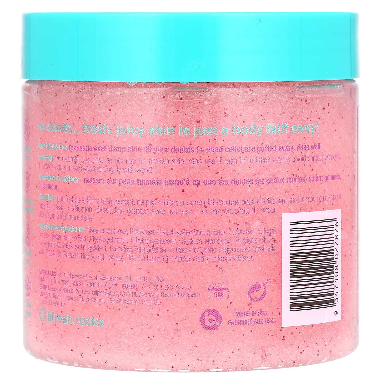 b.fresh, Body Scrub With Fruit Enzymes + Peptides, Fruity Fizz, 16 oz ...