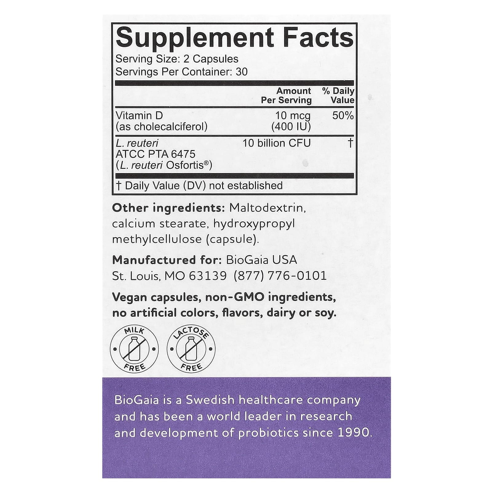 BioGaia, Osfortis with Vitamin D, 60 Probiotic Capsules