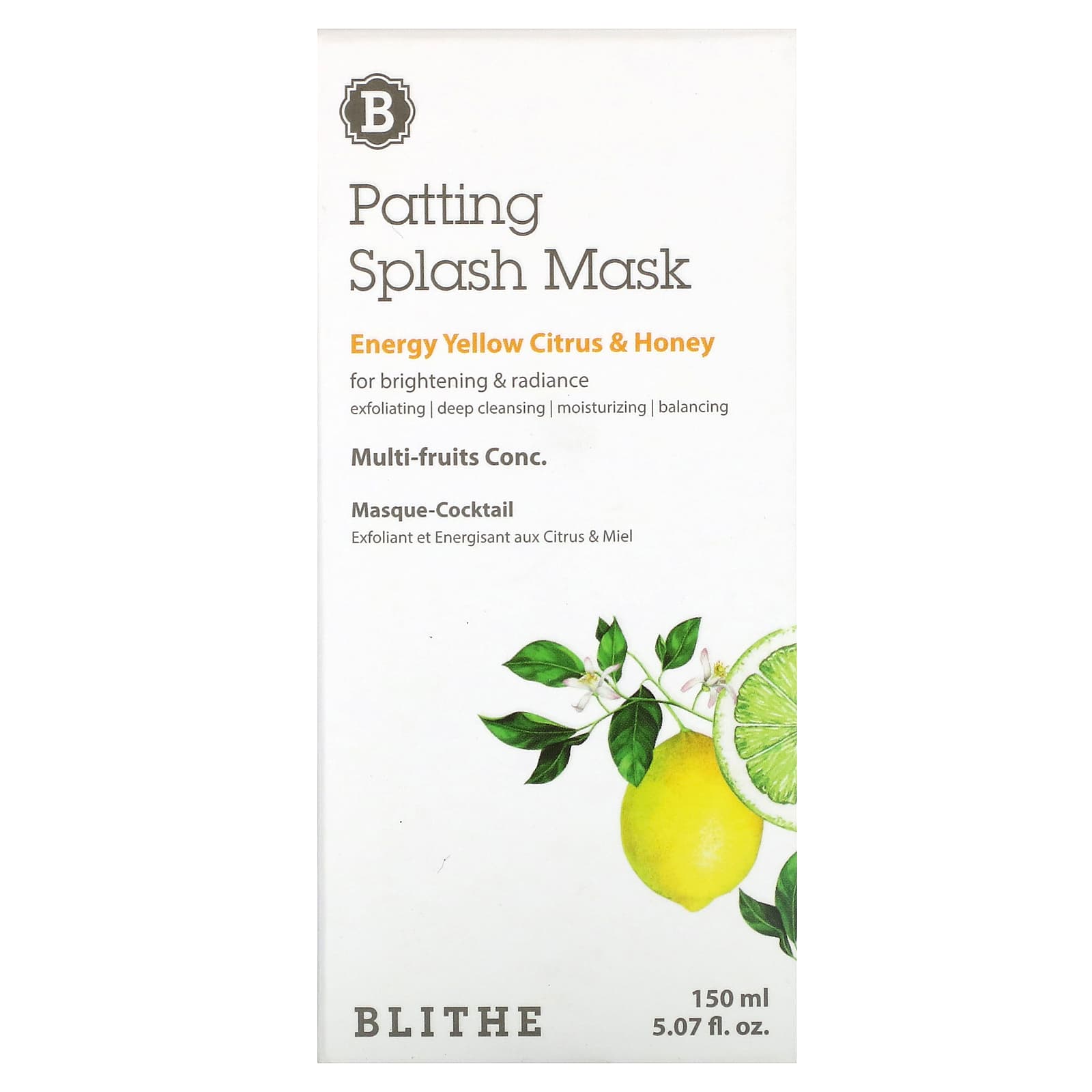 Blithe, Patting Splash Mask, Energy Yellow Citrus & Honey, 5.07 fl oz ...
