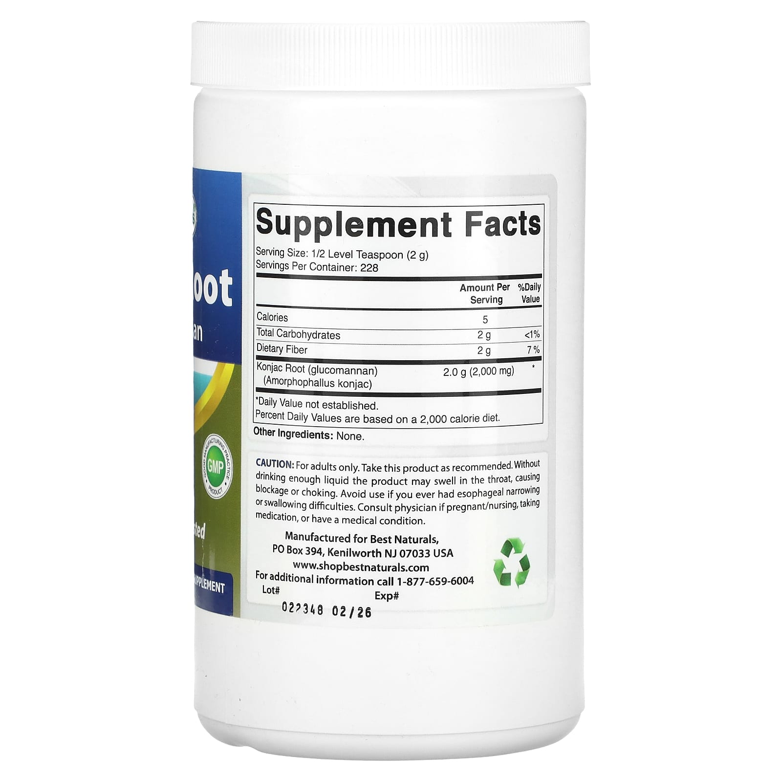 Best Naturals, Konjac Root Glucomannan, 1 lb (454 g)