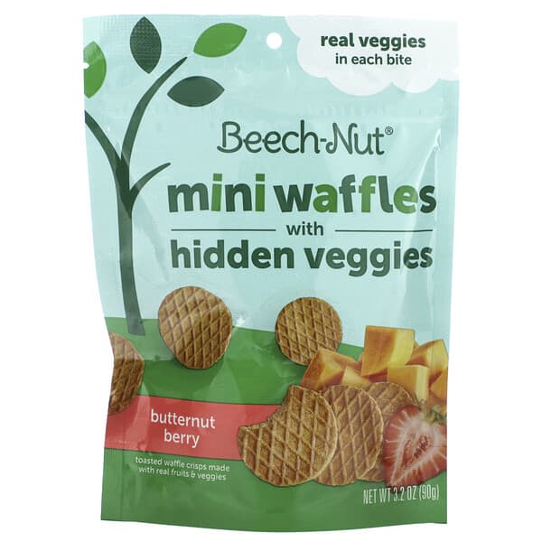 Beech-Nut, Mini Waffles with Hidden Veggies, 12+ Months, Butternut ...