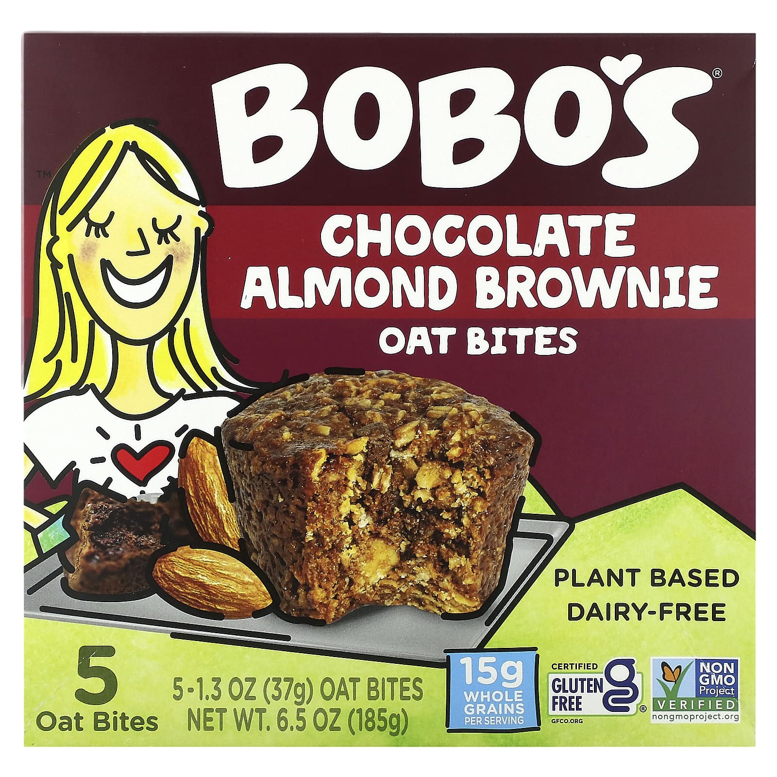 Bobo's Oat Bars, Chocolate Almond Brownie Oat Bites, 5 Bites 1.3 oz (37 ...