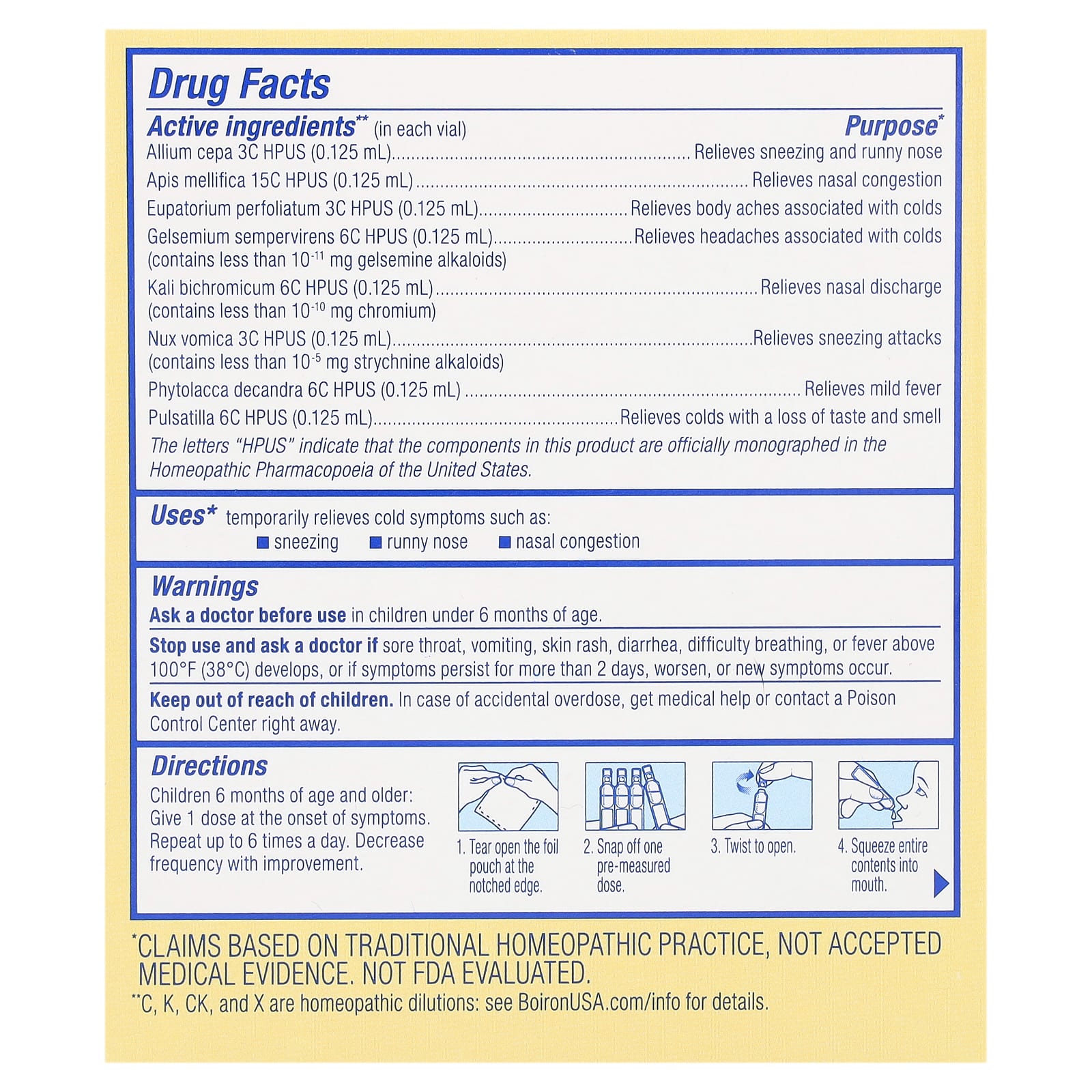 Boiron, Cold Calm Baby, Liquid Doses, Cold Relief, 6+ Months, 30 Pre ...