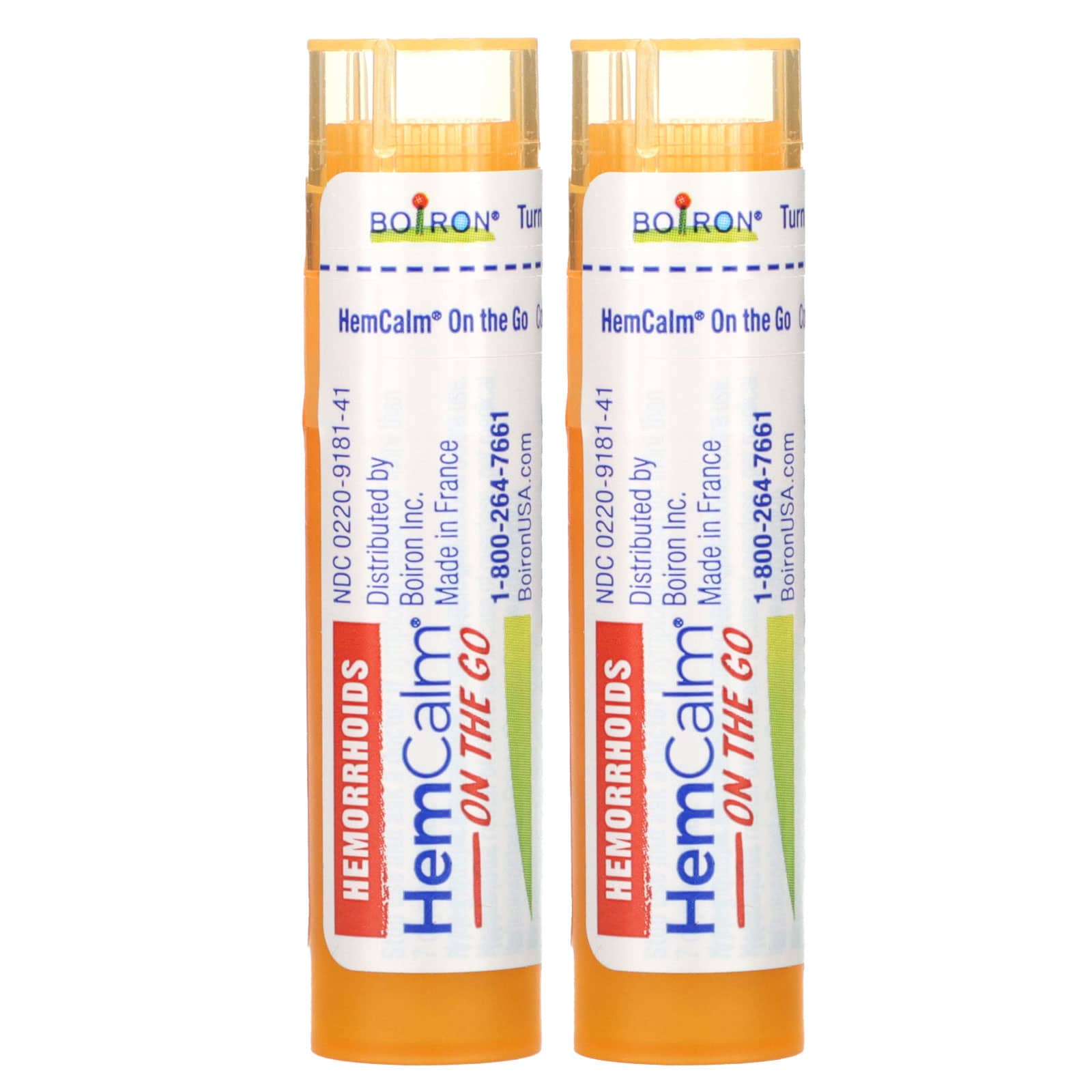 Boiron, HemCalm On The Go, Hemorrhoid Relief, 2 Portable Tubes, Approx ...