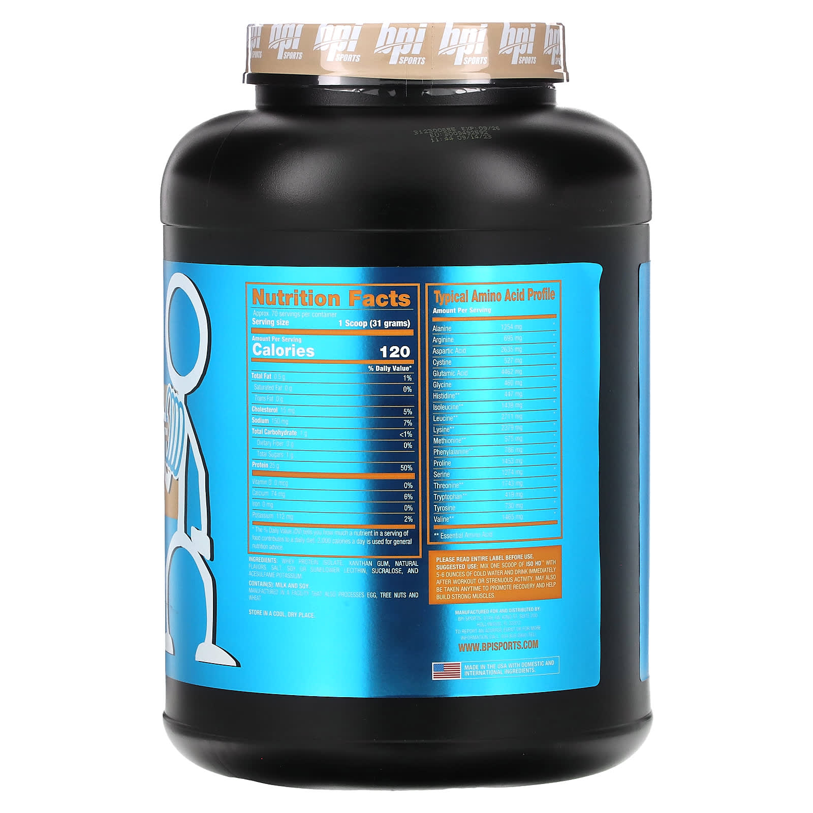 BPI Sports, ISO HD, 100% Pure Isolate Protein, Vanilla Cookie, 4.8 lbs ...