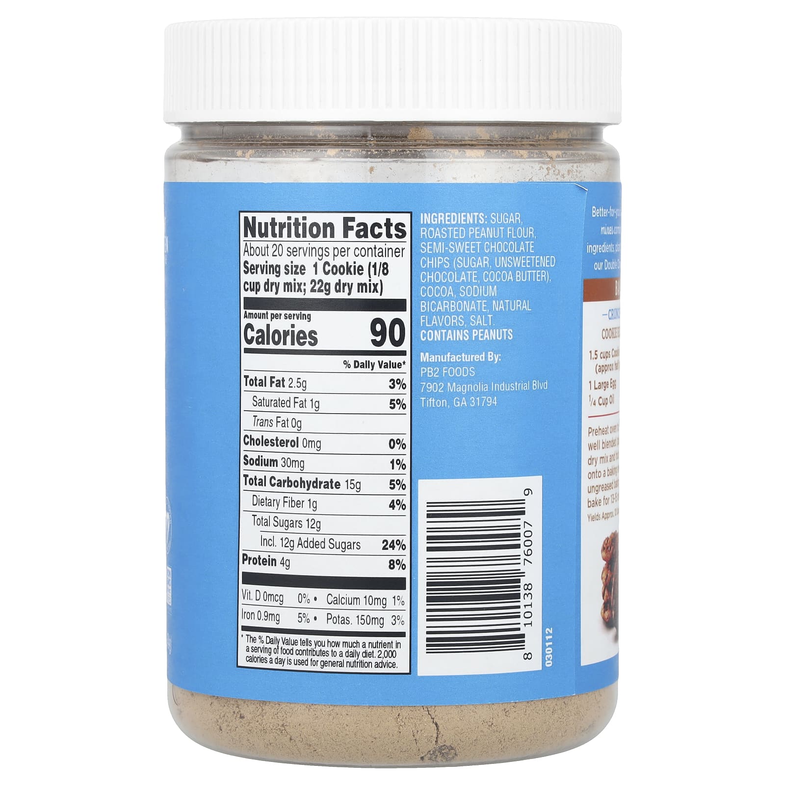 PB2 Foods, Double Chocolate Chip Cookie Mix with Peanut Powder, 16 oz ...