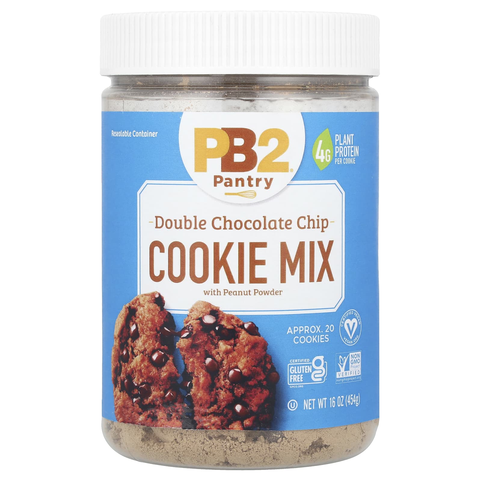PB2 Foods, Double Chocolate Chip Cookie Mix with Peanut Powder, 16 oz ...