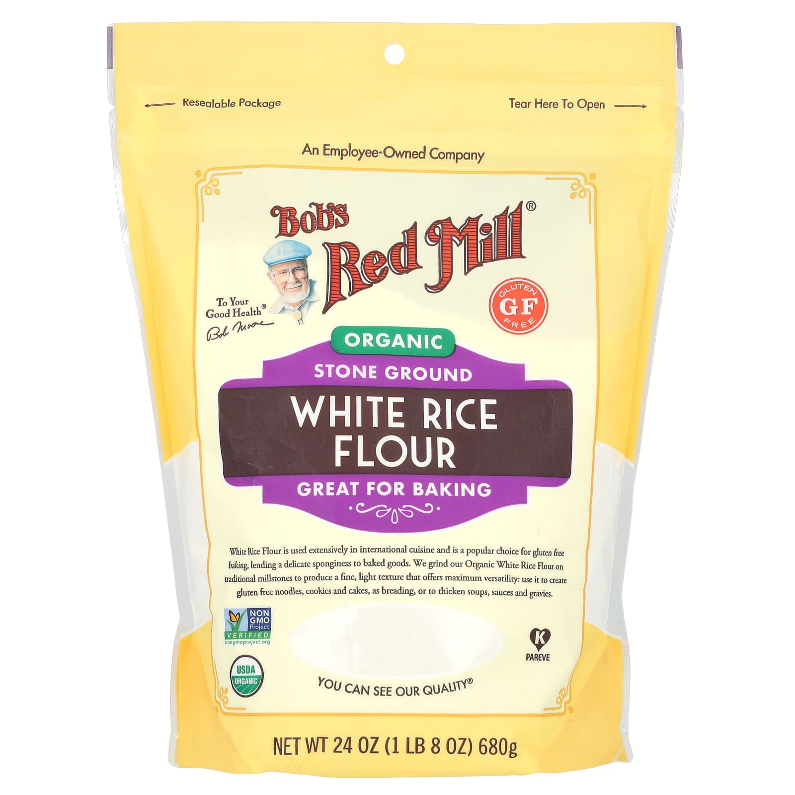 Bob's Red Mill, Organic White Rice Flour, 24 oz (680 g)