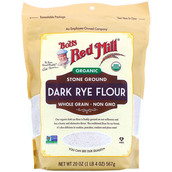 Bob's Red Mill, Organic Dark Rye Flour, Whole Grain, 20 oz (567 g)